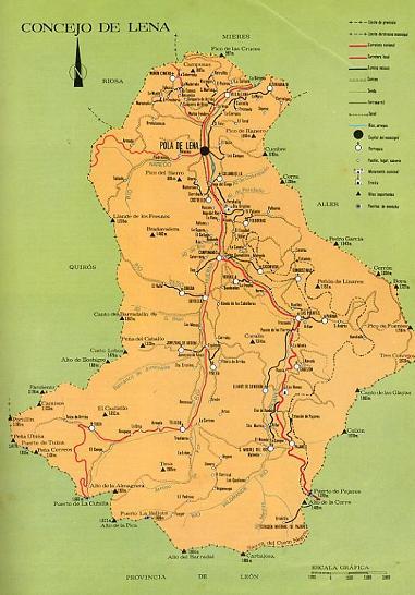 Mapa de Lena, POLA DE LENA (Asturias)
